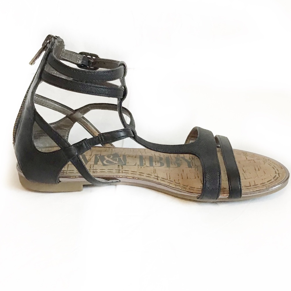 Sam & Libby Black Gladiator Sandals Size 6 - Gem